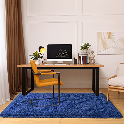 Kelarea Super Soft Shaggy Rug Fluffy Bedroom Carpets, 3x5 Feet Navy Blue, Modern Indoor Fuzzy Plush Area Rugs for Living Room Dorm Home Decorative Kids Girls Children's Floor Rugs