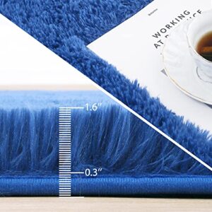 Kelarea Super Soft Shaggy Rug Fluffy Bedroom Carpets, 3x5 Feet Navy Blue, Modern Indoor Fuzzy Plush Area Rugs for Living Room Dorm Home Decorative Kids Girls Children's Floor Rugs