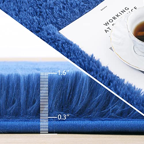 Kelarea Super Soft Shaggy Rug Fluffy Bedroom Carpets, 3x5 Feet Navy Blue, Modern Indoor Fuzzy Plush Area Rugs for Living Room Dorm Home Decorative Kids Girls Children's Floor Rugs