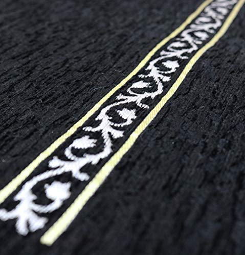 Modefa Turkish Islamic Prayer Rug - Chenille Praying Mat Sajada for Men and Women - Traditional Muslim Praying Carpet Janamaz - Ramadan or Eid Gift - Luxury Woven Meccan (Black Simple)