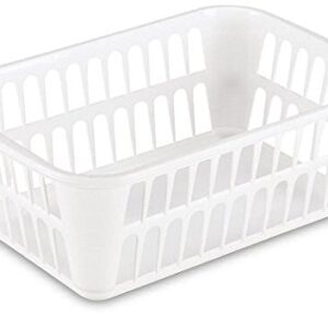 Tribello Plastic Bin Baskets for Organizing, White Storage Tray, High 11 x 8 x 4 - Pack of 4 - Made in USA