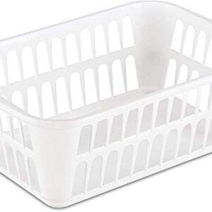 Tribello Plastic Bin Baskets for Organizing, White Storage Tray, High 11 x 8 x 4 - Pack of 4 - Made in USA