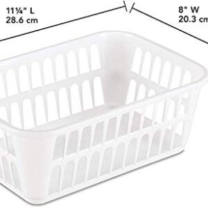 Tribello Plastic Bin Baskets for Organizing, White Storage Tray, High 11 x 8 x 4 - Pack of 4 - Made in USA