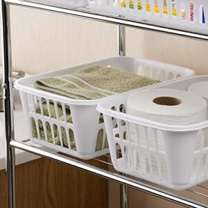 Tribello Plastic Bin Baskets for Organizing, White Storage Tray, High 11 x 8 x 4 - Pack of 4 - Made in USA