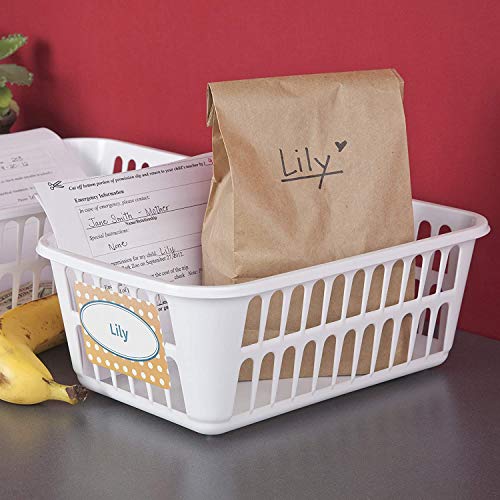 Tribello Plastic Bin Baskets for Organizing, White Storage Tray, High 11 x 8 x 4 - Pack of 4 - Made in USA