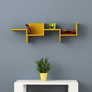 ada home decor watson modern mustard wall shelf 14” h x 45.5” w x 8.5” d/wall storage/shelving unit