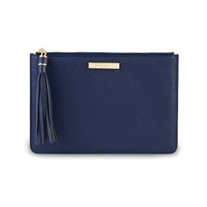 katie loxton tassel pouch womens vegan leather medium clutch handbag navy