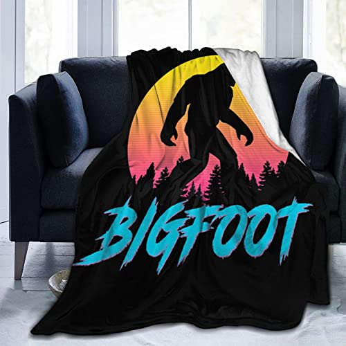 Retro 1980s Bigfoot Sasquatch Adult Kids Fleece Blanket Throw Blanket Ultra-Soft Micro Fleece Blanket for Bed Living Room 80"x60"