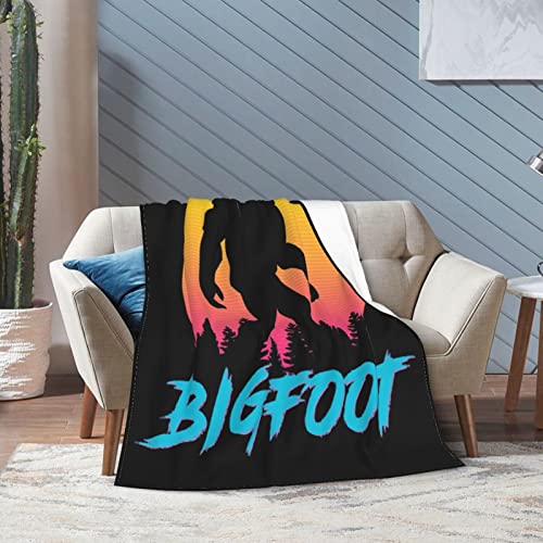 Retro 1980s Bigfoot Sasquatch Adult Kids Fleece Blanket Throw Blanket Ultra-Soft Micro Fleece Blanket for Bed Living Room 80"x60"