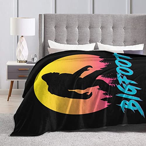 Retro 1980s Bigfoot Sasquatch Adult Kids Fleece Blanket Throw Blanket Ultra-Soft Micro Fleece Blanket for Bed Living Room 80"x60"