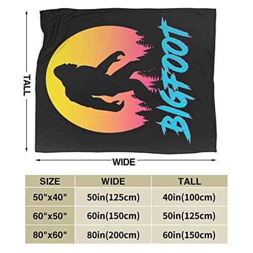 Retro 1980s Bigfoot Sasquatch Adult Kids Fleece Blanket Throw Blanket Ultra-Soft Micro Fleece Blanket for Bed Living Room 80"x60"