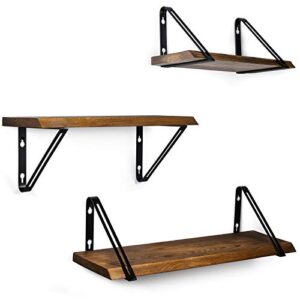 tj.moree floating shelves wall mounted decor set of 3 – carved carbonized brown