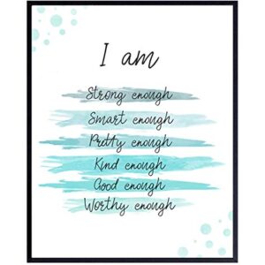 Positive Quotes Wall Decor - Positive Affirmations - Encouragement Gifts for Women, Teens, Girls - Inspirational Quotes - Motivational Wall Art - Inspiring Uplifting Sayings Wall Decor - Light Blue