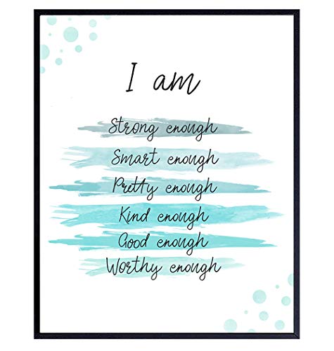 Positive Quotes Wall Decor - Positive Affirmations - Encouragement Gifts for Women, Teens, Girls - Inspirational Quotes - Motivational Wall Art - Inspiring Uplifting Sayings Wall Decor - Light Blue