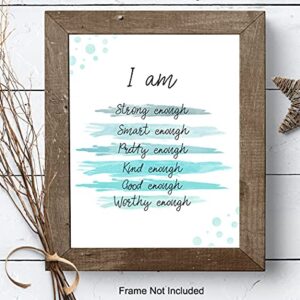 Positive Quotes Wall Decor - Positive Affirmations - Encouragement Gifts for Women, Teens, Girls - Inspirational Quotes - Motivational Wall Art - Inspiring Uplifting Sayings Wall Decor - Light Blue