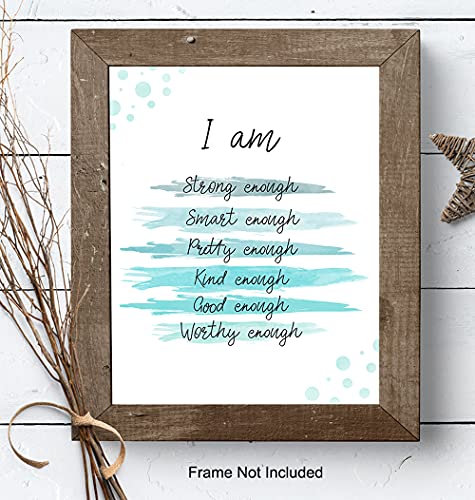 Positive Quotes Wall Decor - Positive Affirmations - Encouragement Gifts for Women, Teens, Girls - Inspirational Quotes - Motivational Wall Art - Inspiring Uplifting Sayings Wall Decor - Light Blue