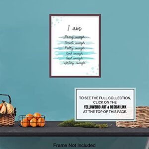 Positive Quotes Wall Decor - Positive Affirmations - Encouragement Gifts for Women, Teens, Girls - Inspirational Quotes - Motivational Wall Art - Inspiring Uplifting Sayings Wall Decor - Light Blue