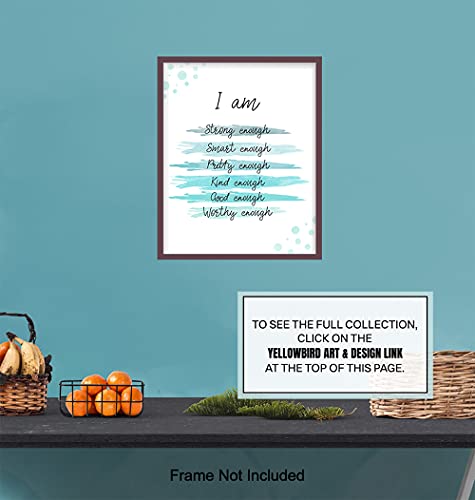 Positive Quotes Wall Decor - Positive Affirmations - Encouragement Gifts for Women, Teens, Girls - Inspirational Quotes - Motivational Wall Art - Inspiring Uplifting Sayings Wall Decor - Light Blue