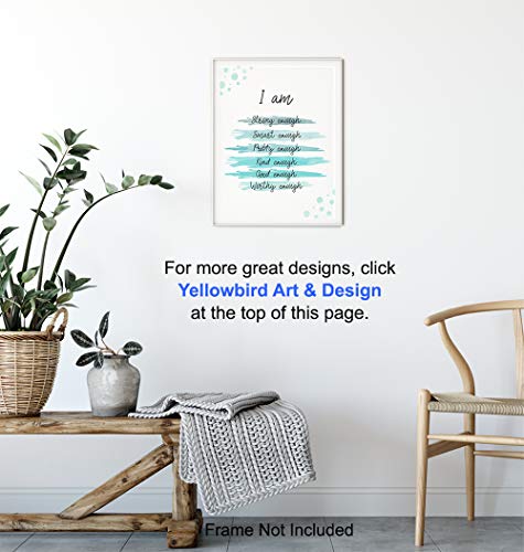 Positive Quotes Wall Decor - Positive Affirmations - Encouragement Gifts for Women, Teens, Girls - Inspirational Quotes - Motivational Wall Art - Inspiring Uplifting Sayings Wall Decor - Light Blue