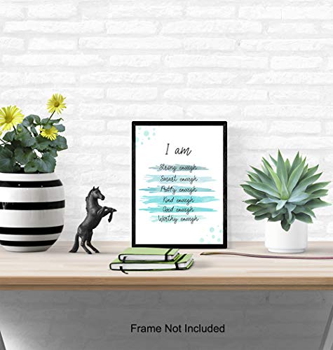 Positive Quotes Wall Decor - Positive Affirmations - Encouragement Gifts for Women, Teens, Girls - Inspirational Quotes - Motivational Wall Art - Inspiring Uplifting Sayings Wall Decor - Light Blue