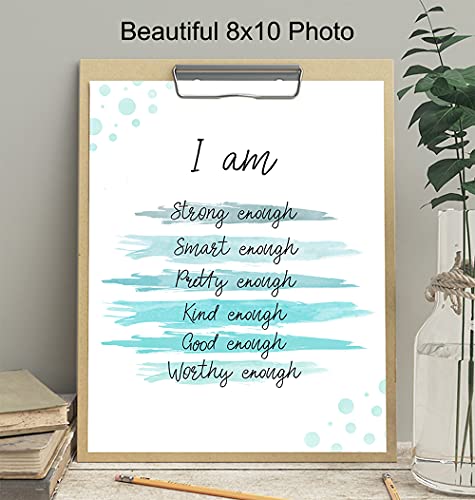 Positive Quotes Wall Decor - Positive Affirmations - Encouragement Gifts for Women, Teens, Girls - Inspirational Quotes - Motivational Wall Art - Inspiring Uplifting Sayings Wall Decor - Light Blue