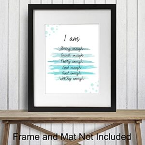 Positive Quotes Wall Decor - Positive Affirmations - Encouragement Gifts for Women, Teens, Girls - Inspirational Quotes - Motivational Wall Art - Inspiring Uplifting Sayings Wall Decor - Light Blue