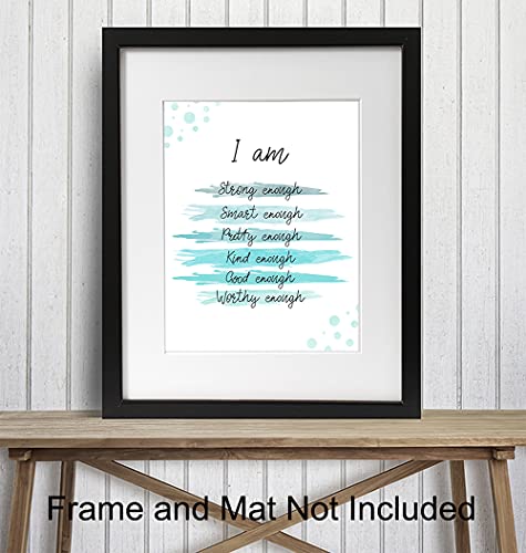 Positive Quotes Wall Decor - Positive Affirmations - Encouragement Gifts for Women, Teens, Girls - Inspirational Quotes - Motivational Wall Art - Inspiring Uplifting Sayings Wall Decor - Light Blue