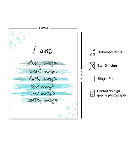 Positive Quotes Wall Decor - Positive Affirmations - Encouragement Gifts for Women, Teens, Girls - Inspirational Quotes - Motivational Wall Art - Inspiring Uplifting Sayings Wall Decor - Light Blue