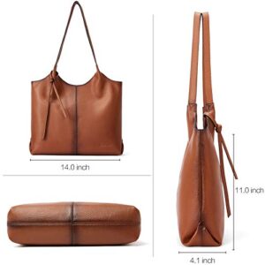 BOSTANTEN Women Handbags Designer Shoulder Tote Bag Soft Genuine Leather Top-handle Purse Brown