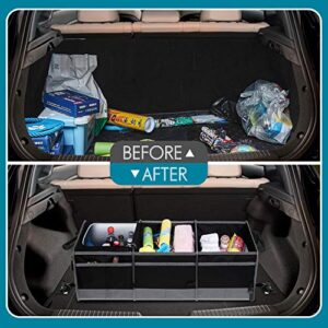 Trunk Organizer with Cooler, Collapsible Trunk Storage Container with Non Slip Bottom Strips, Large Multi-Compartment Waterproof Car Trunk Organizer Groceries for Vehicle Sedan, Suv, Truck,Van(Black)