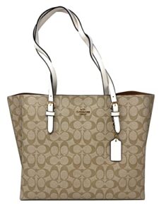 coach mollie tote in signature canvas, 1665, khaiki chalk