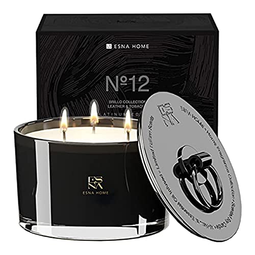 ESNA HOME Luxury Natural Soy Scented 3 Wicks Candle | 19.4oz 110 Hours Long Burn Candles for Home Scented | Lemon Grass Essential Oil Couples | Aromatic Candle Premium Ideas for Mom She’ll Simply Love