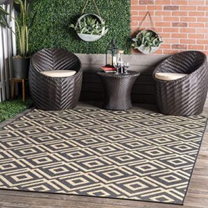 nuloom jayne geometric diamond indoor/outdoor area rug, 5′ x 8′, dark grey