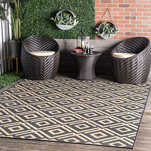 nuLOOM Jayne Geometric Diamond Indoor/Outdoor Area Rug, 5' x 8', Dark Grey