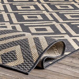 nuLOOM Jayne Geometric Diamond Indoor/Outdoor Area Rug, 5' x 8', Dark Grey