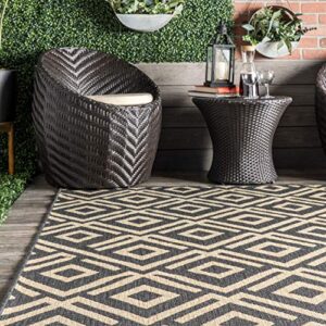 nuLOOM Jayne Geometric Diamond Indoor/Outdoor Area Rug, 5' x 8', Dark Grey