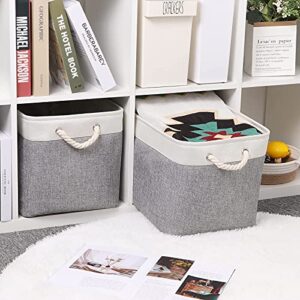 Bidtakay Baskets Set Fabric Storage Bins-White&Grey Bundled Baskets of 2 Large Baskets 16" X 11.8" X 11.8" + 6 Small Baskets 11.8" X 7.8" X 5"