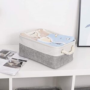 Bidtakay Baskets Set Fabric Storage Bins-White&Grey Bundled Baskets of 2 Large Baskets 16" X 11.8" X 11.8" + 6 Small Baskets 11.8" X 7.8" X 5"