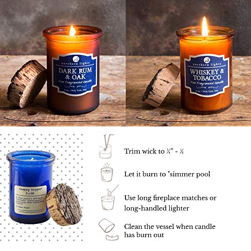 Northern Lights Fine Fragranced Aromatherapy Candle Spirit Jar Bundle Scented Candles Gifts for Women and Men — 2 x 5oz (Whiskey & Tobacco and Dark Rum & Oak)