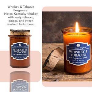 Northern Lights Fine Fragranced Aromatherapy Candle Spirit Jar Bundle Scented Candles Gifts for Women and Men — 2 x 5oz (Whiskey & Tobacco and Dark Rum & Oak)