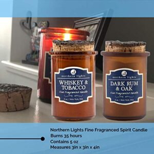 Northern Lights Fine Fragranced Aromatherapy Candle Spirit Jar Bundle Scented Candles Gifts for Women and Men — 2 x 5oz (Whiskey & Tobacco and Dark Rum & Oak)