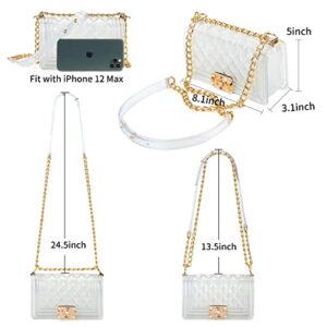 YING YUMEI Semi Clear Purse Stadium approved,Clear Crossbody Bag, Small Clear Gameday Clutch Cute Shoulder Jelly Handbag