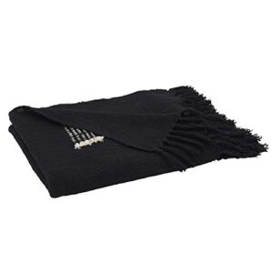 SARO LIFESTYLE Fringe Line Throw Blanket