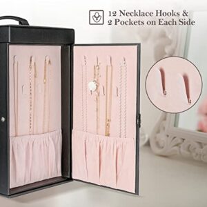 ProCase Large Jewelry Organizer Box for Women Girls, 6 Layers Storage Display Holder Case with Drawers and Dividers for Earrings Necklaces Rings Bracelets Watches -Black