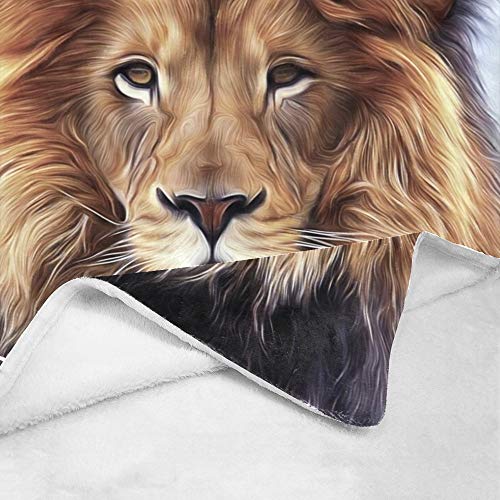 CUXWEOT Custom Blanket with Name Text,Personalized Lion Animal Super Soft Fleece Throw Blanket for Couch Sofa Bed (50 X 60 inches)