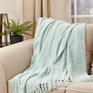 SARO LIFESTYLE Chenille Throw with Fringed Edge, Aqua, 50"" x 60""" (TH110.A5060)