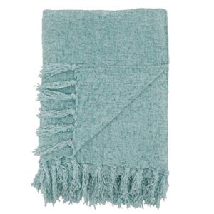 SARO LIFESTYLE Chenille Throw with Fringed Edge, Aqua, 50"" x 60""" (TH110.A5060)