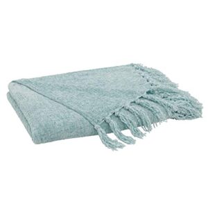 SARO LIFESTYLE Chenille Throw with Fringed Edge, Aqua, 50"" x 60""" (TH110.A5060)