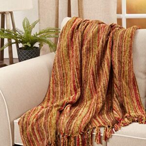 SARO LIFESTYLE Multicolor Chenille Throw Blanket, TH112.M5060, Multi, 50"" x 60"""