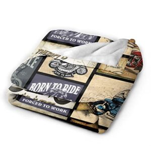 Motorcycle Gifts for Men and Women Throw Blanket for Couch Sofa Bed Plush Throw Fleece Blanket Soft Cozy Bedding for Kids and Adults Bedroom 50x40 Inch